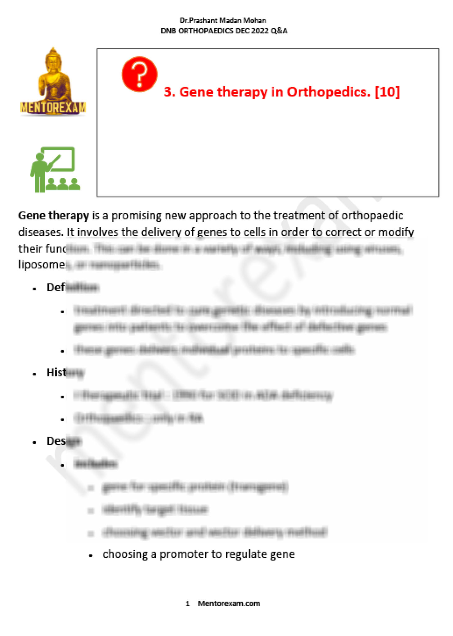 DNB MS Orthopaedics Solved Question Papers bank - Mentorexam ...