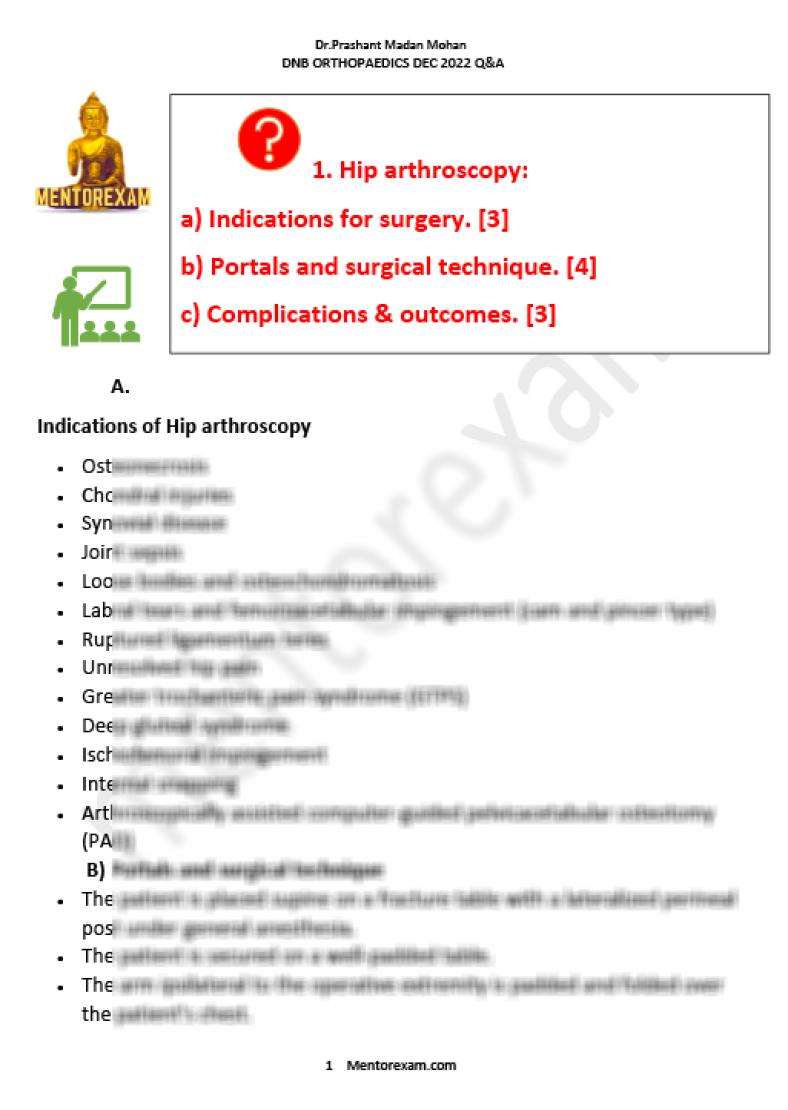 DNB MS Orthopaedics Solved Question Papers bank - Mentorexam ... DNB MS Orthopaedics Solved Question Papers bank - Mentorexam ...